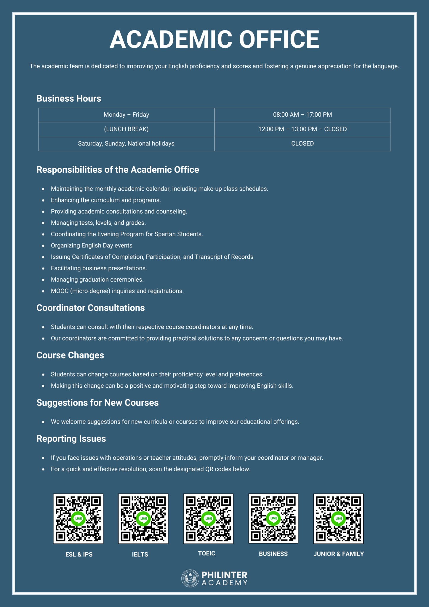 QR Code for Each Course - Philinter Academy